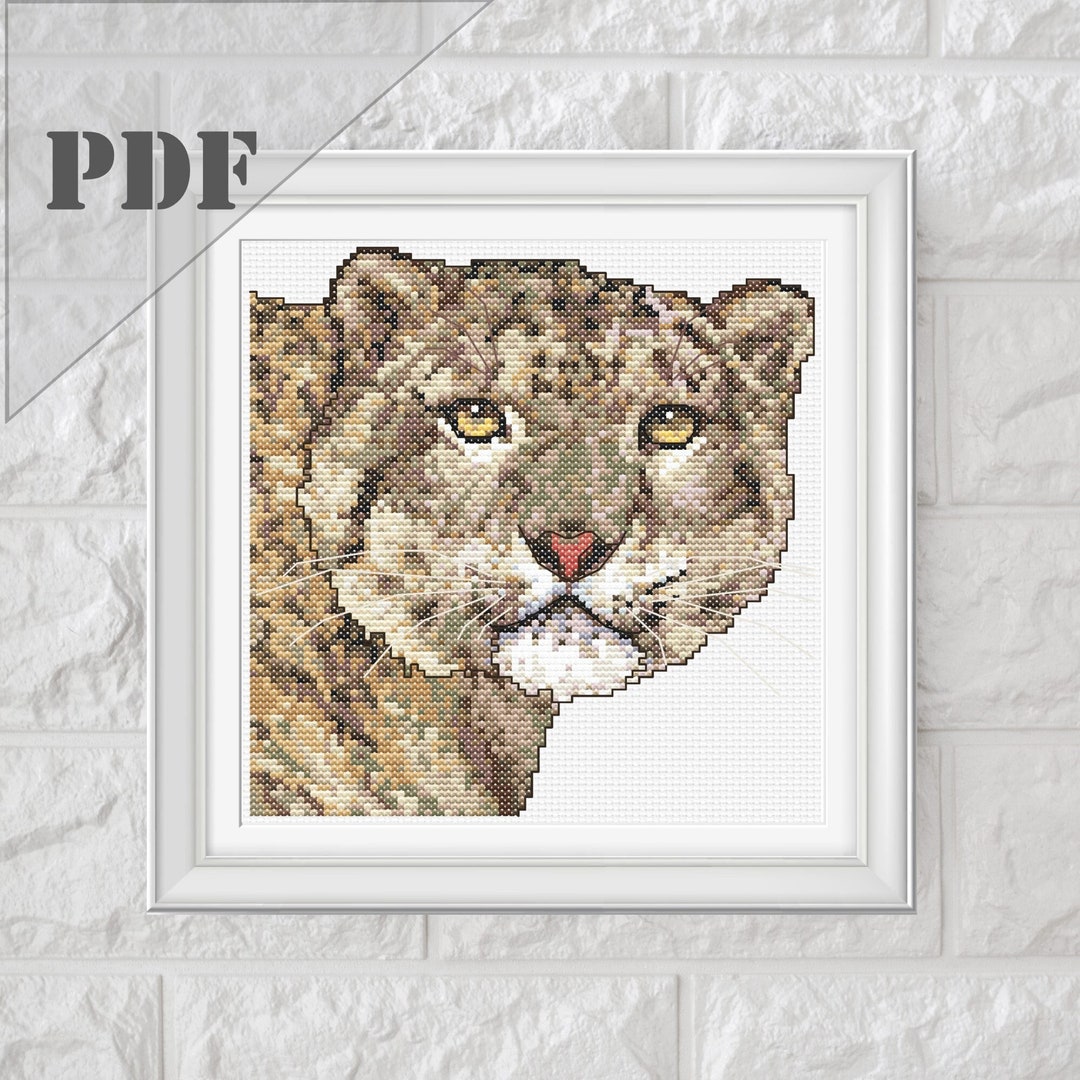 Leopard Cross Stitch Pattern, Animal Embroidery Design, Big Cat Counted ...