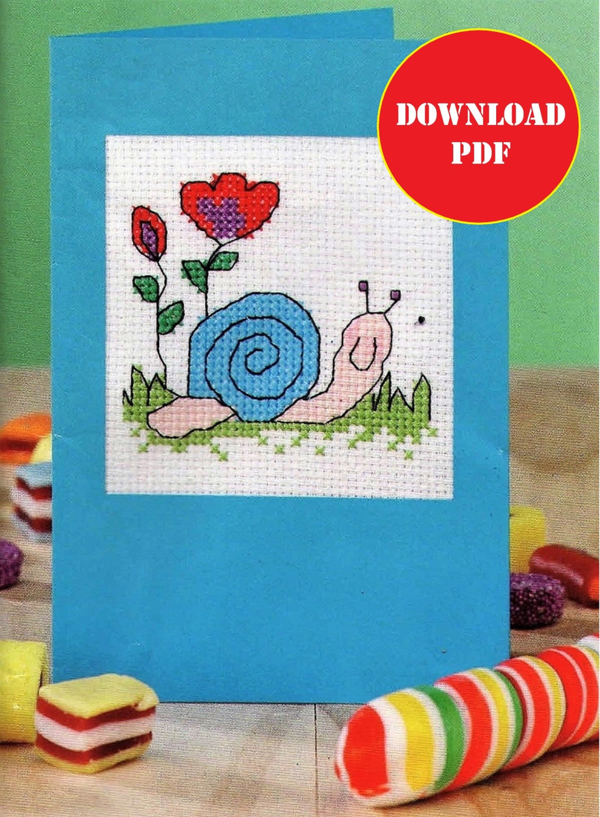 Snail Cross Stitch Pattern Cute Animal Embroidery Chart DIY - Etsy