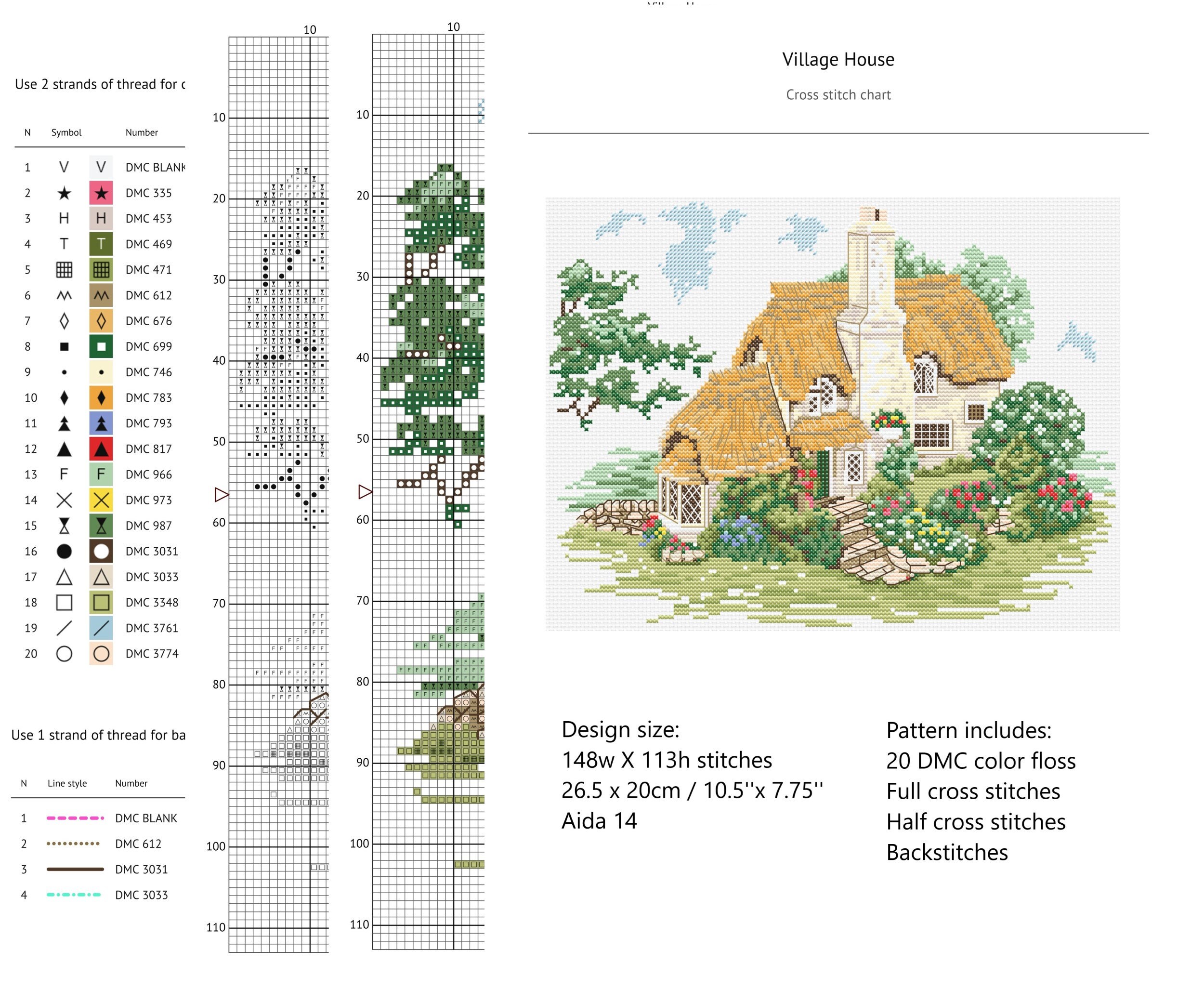 Village House Cross Stitch Pattern, Sweet Home Embroidery Design, House ...