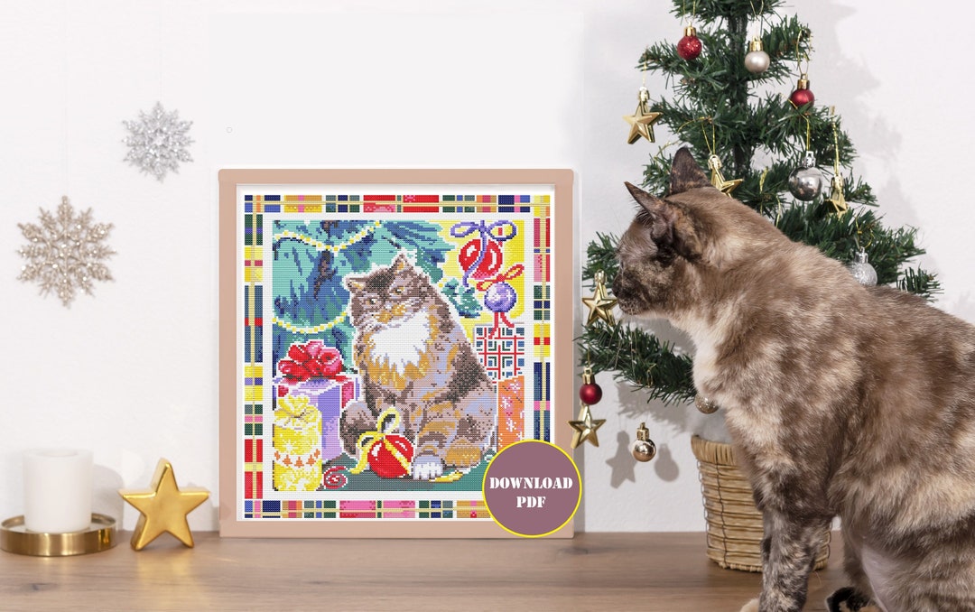 Christmas Cat Cross Stitch Pattern, Carol Thornton Design (PDF) - Etsy