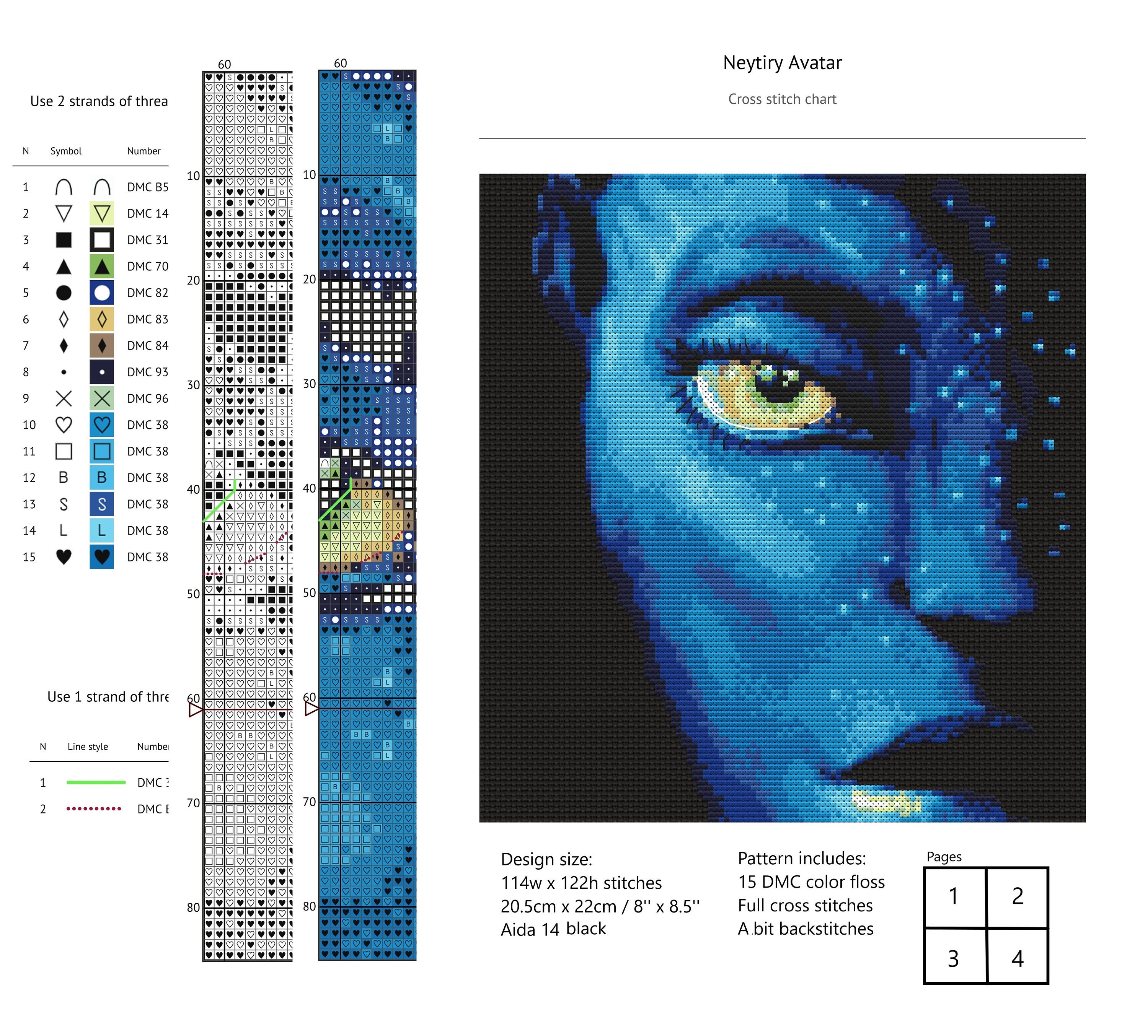 Avatar Cross Stitch Pattern, Avatar Pandora Embroidery Chart, Avatar ...