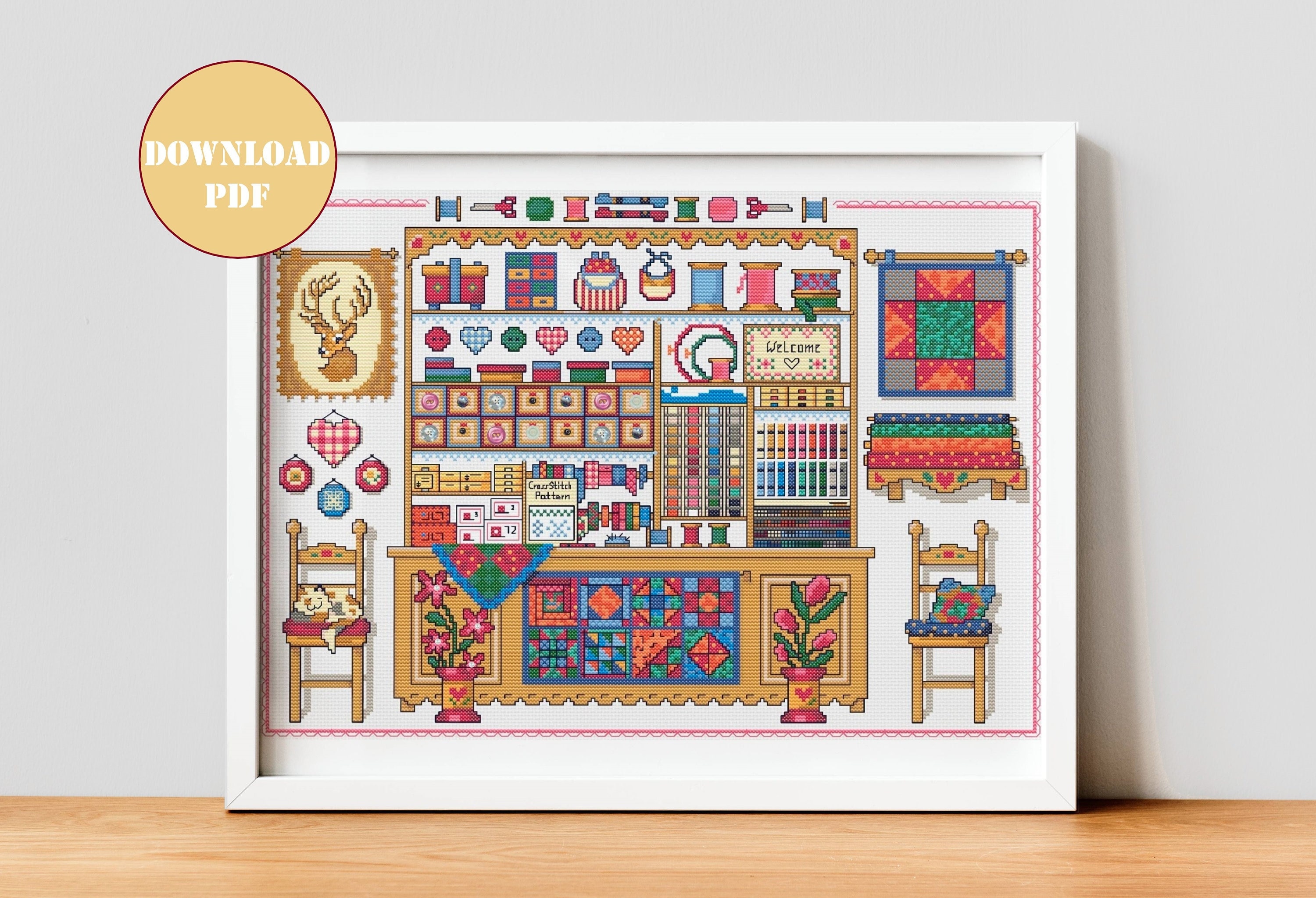 Sewing Room Cross Stitch Pattern: Craft Room Embroidery (PDF) - Etsy