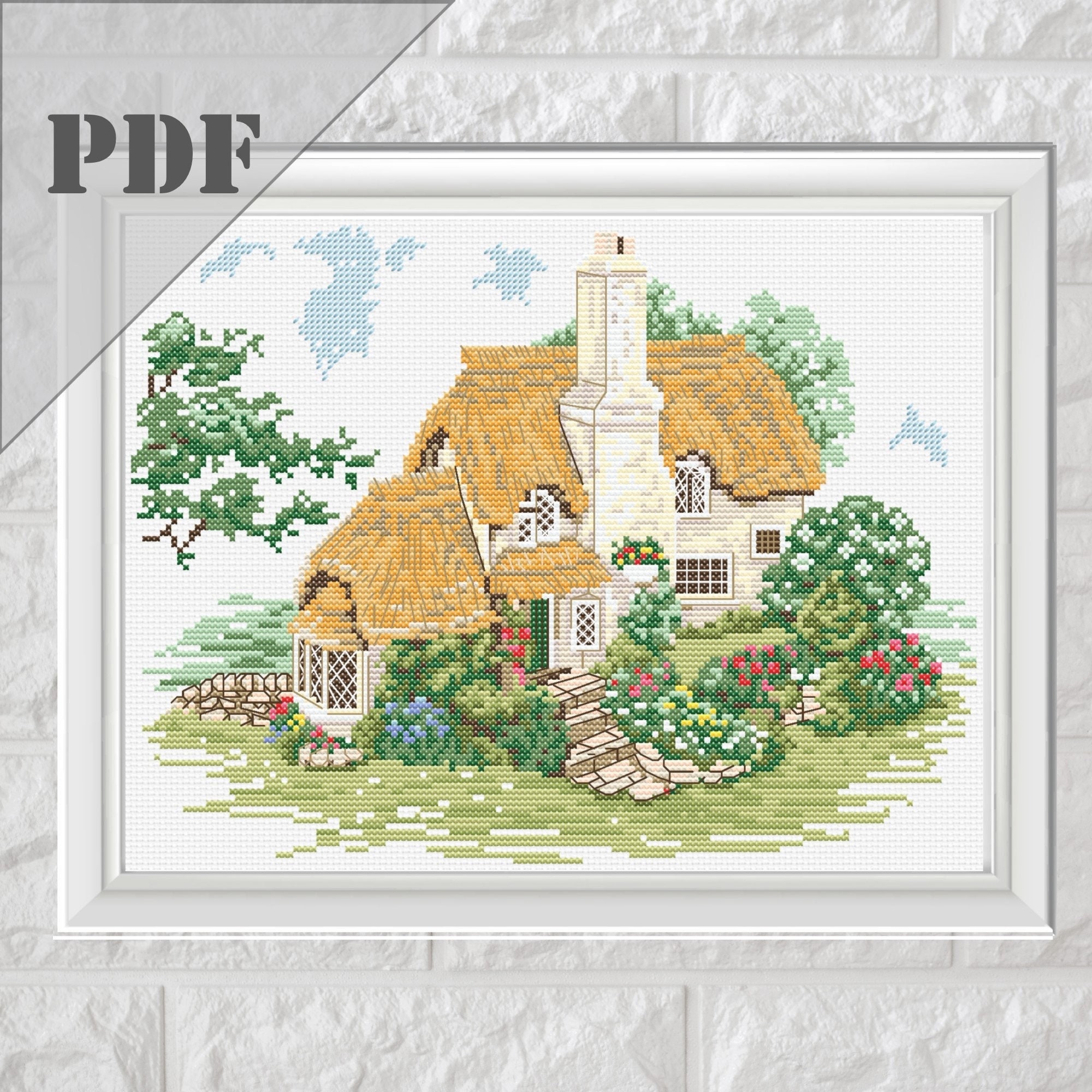 Village House Cross Stitch Pattern, Sweet Home Embroidery Design, House ...