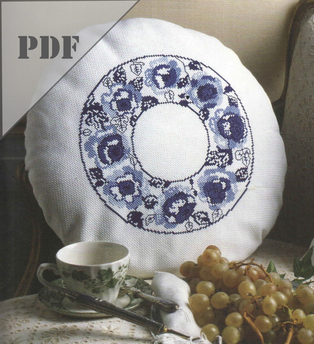 Blue Willow Round Cross Stitch Pattern, Counted Cross Stitch Ornaments ...