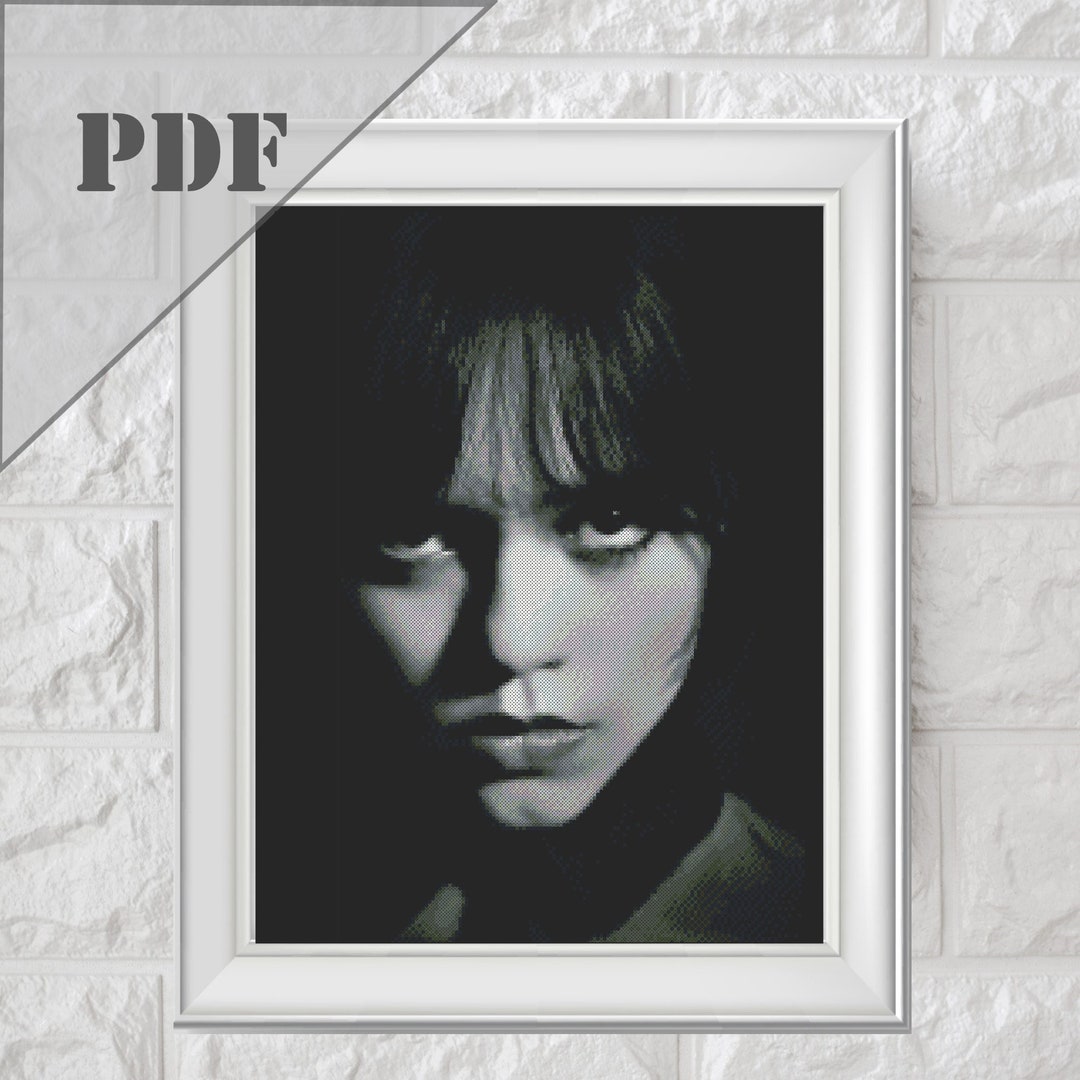 Wednesday Addams Cross Stitch Pattern, Wednesday Portrait Embroidery ...