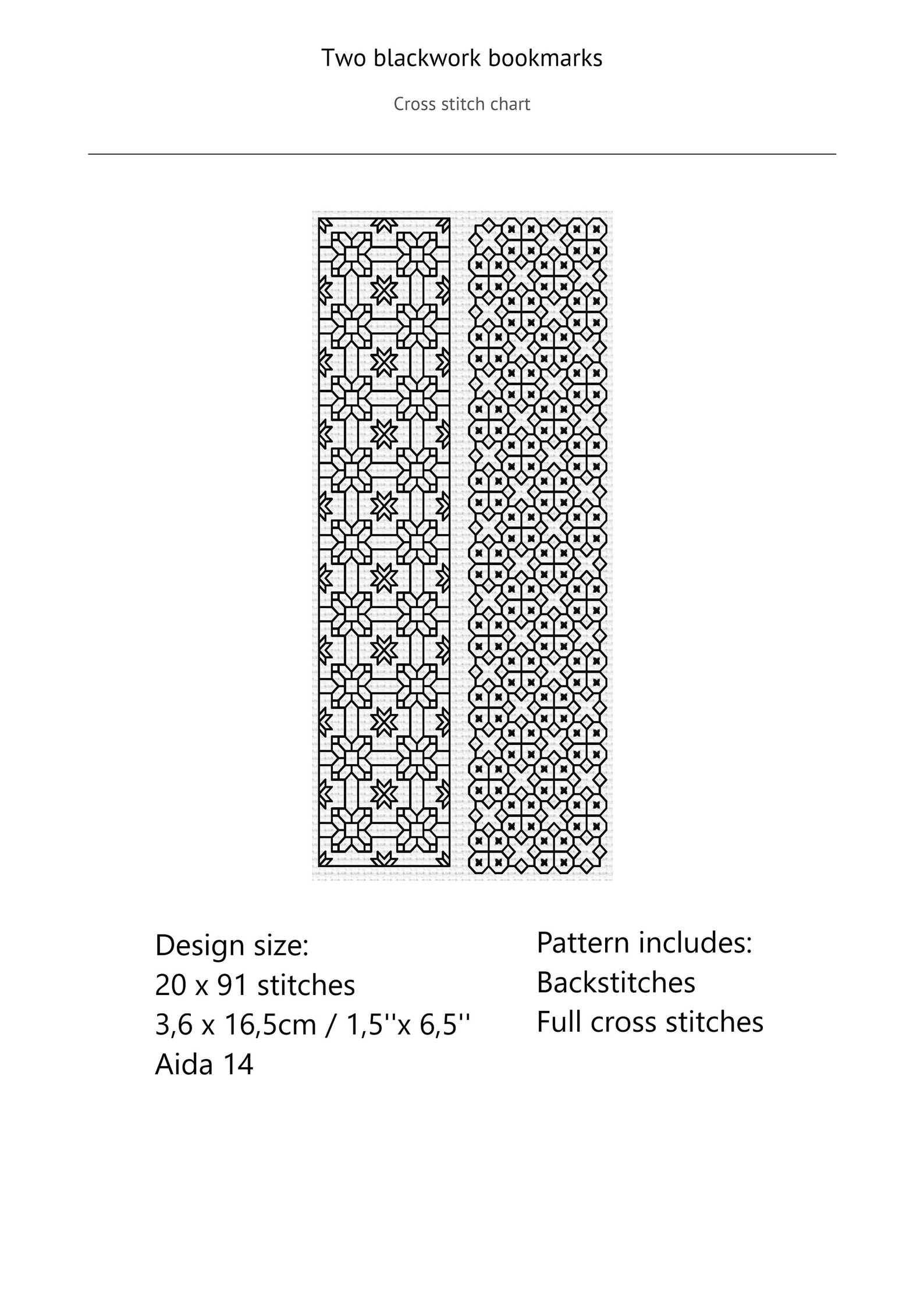 Blackwork Bookmark Embroidery Pattern: Geometric Cross Stitch (PDF) - Etsy