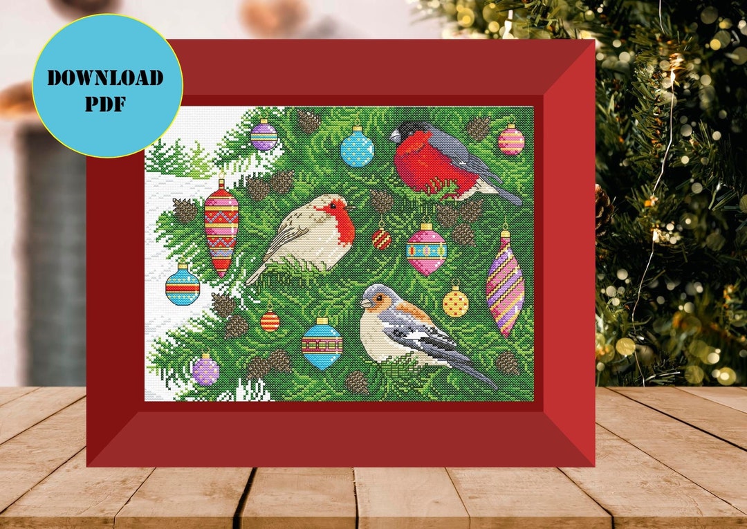 Christmas Bird Cross Stitch Patterns Bullfinche Chaffinch - Etsy