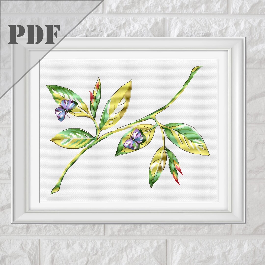 Two Butterflies Cross Stitch Pattern, Floral Cross Stitch Ornament ...