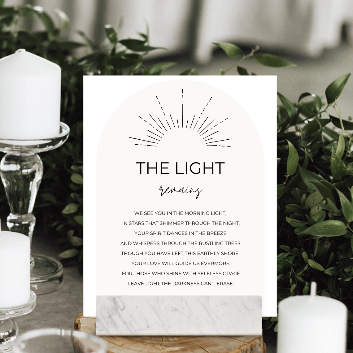 Funeral Poem Print: 'the Light Remains' Memorial Sign (PDF) - Etsy