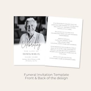 Minimal Editable Funeral Invitation Template, Evite Invitation ...