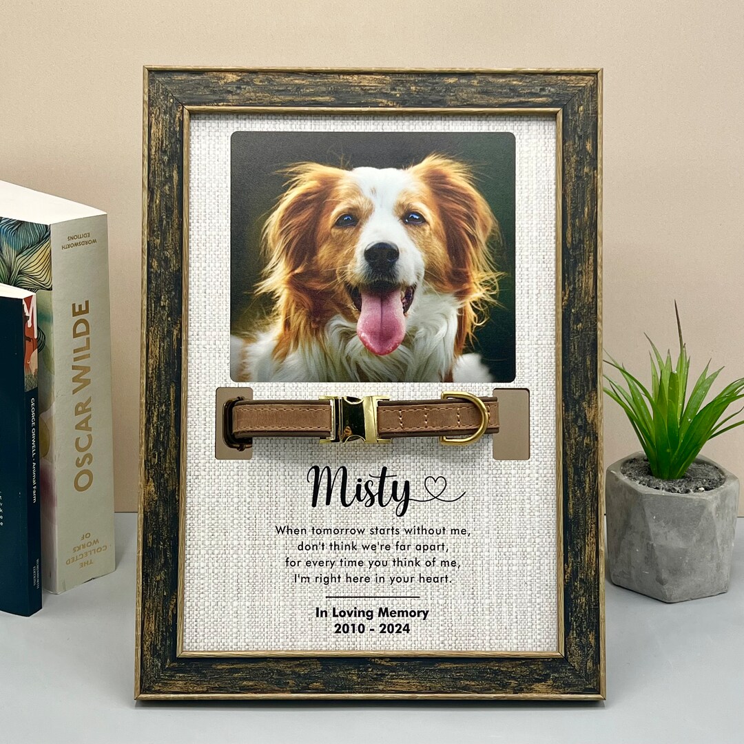 Dog Memorial Wood Frame With Collar Holder, Memorial Pet Collar Sign ...
