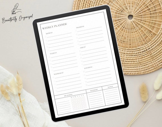 Minimalist Weekly Planner Printable PDF Weekly Organizer - Etsy