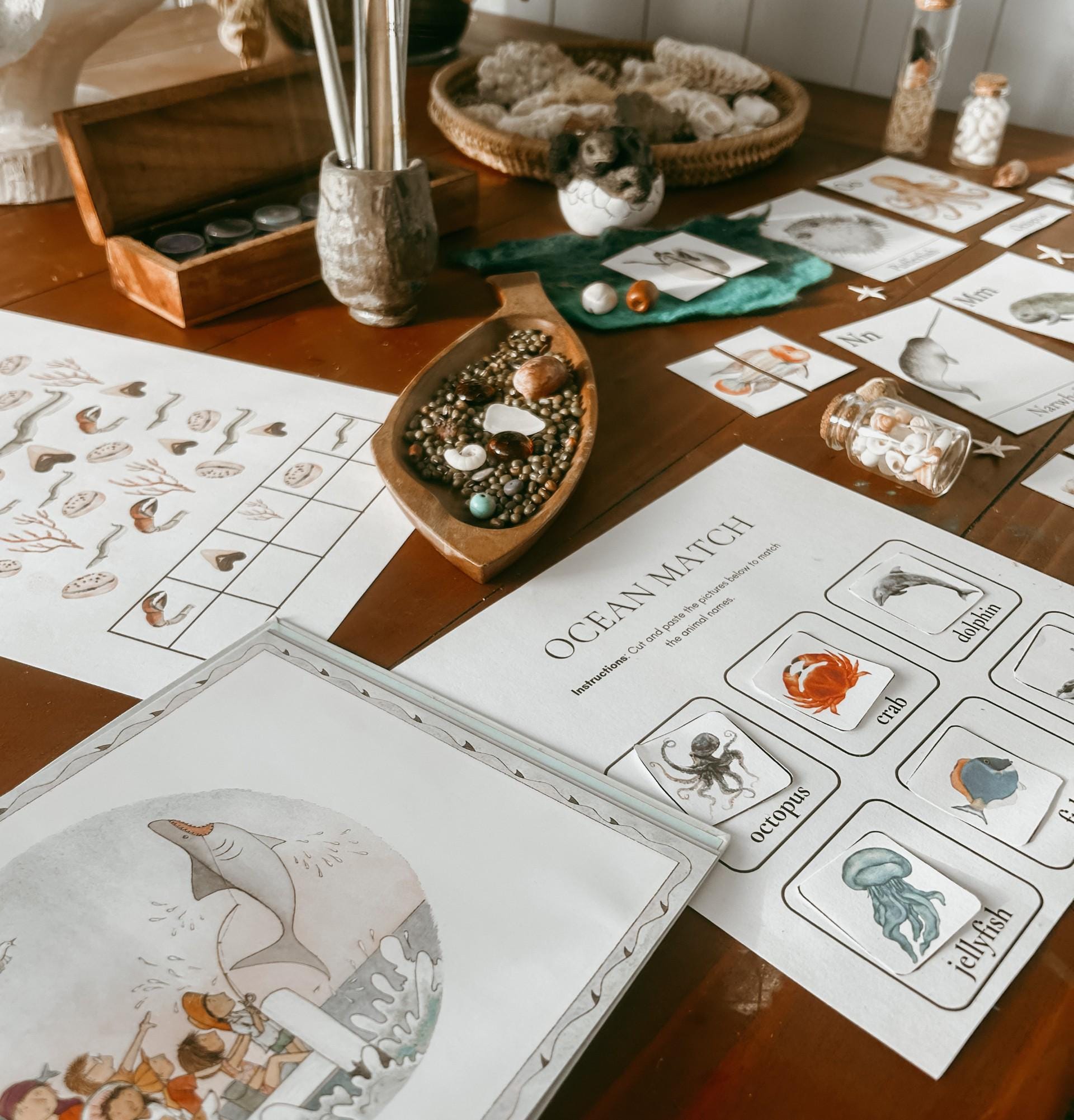 Ocean Animals Bundle, Prek Flashcards, Montessori Activities, Marine ...
