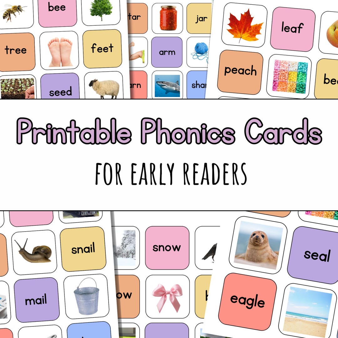 Printable Phonics Cards for Early Readers, Montessori Matching Activity ...