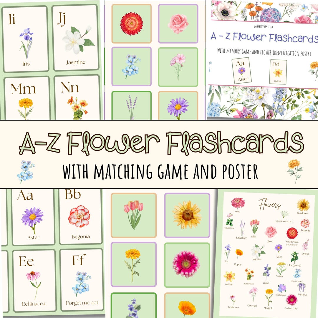 A-Z Flower Theme Flashcards for Kids - Etsy