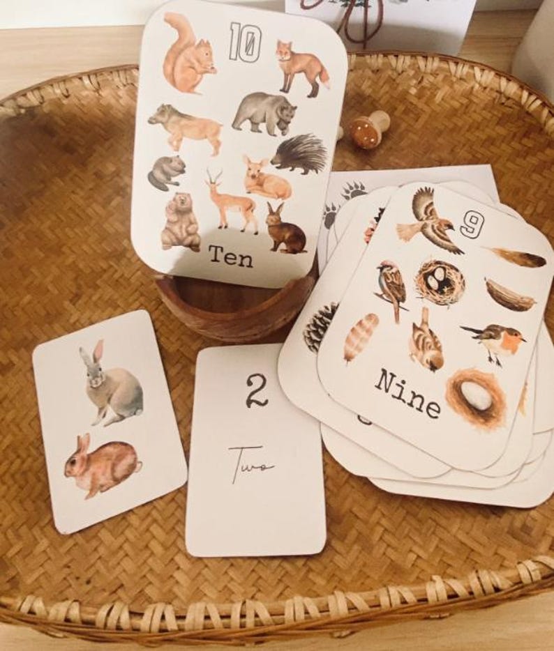 Numbers 1-10 Flashcards, Preschool Counting Cards, Forest School ...