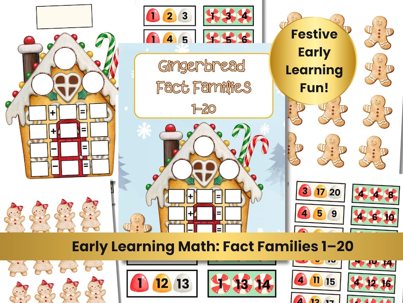 Gingerbread Math Fact Families 1–20 | Early Learning Christmas Math ...