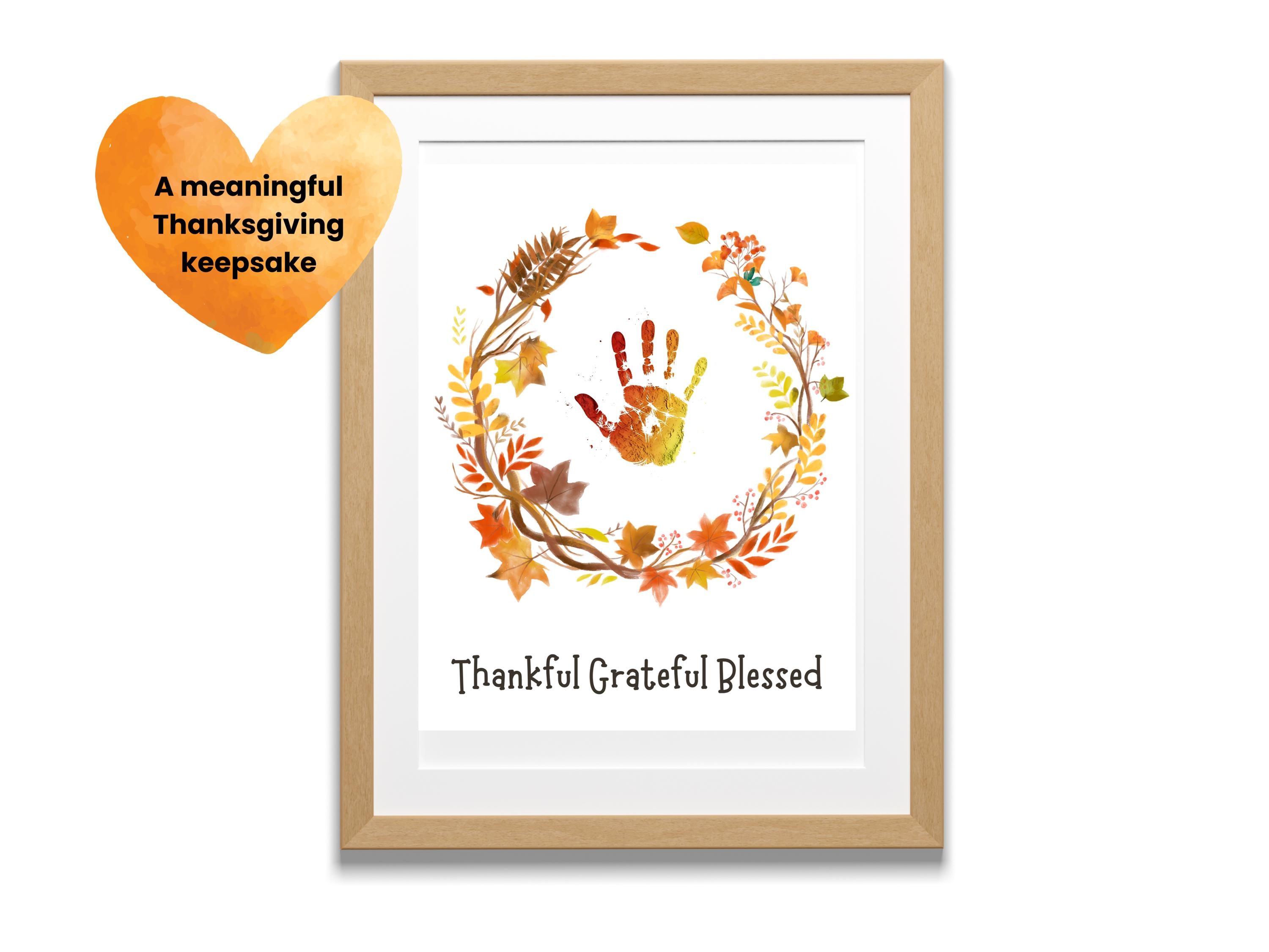 Thanksgiving Handprint Art Printable, Grateful Thankful Blessed ...