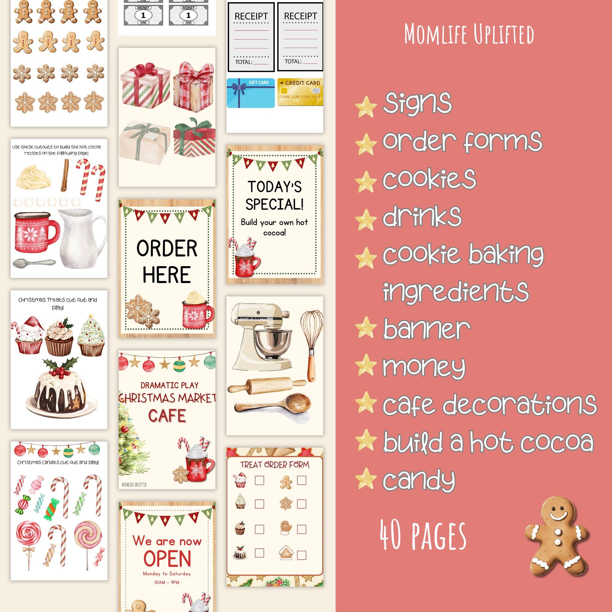 Dramatic Play Christmas Market Café – Holiday Coffee & Bakery Shop Set ...