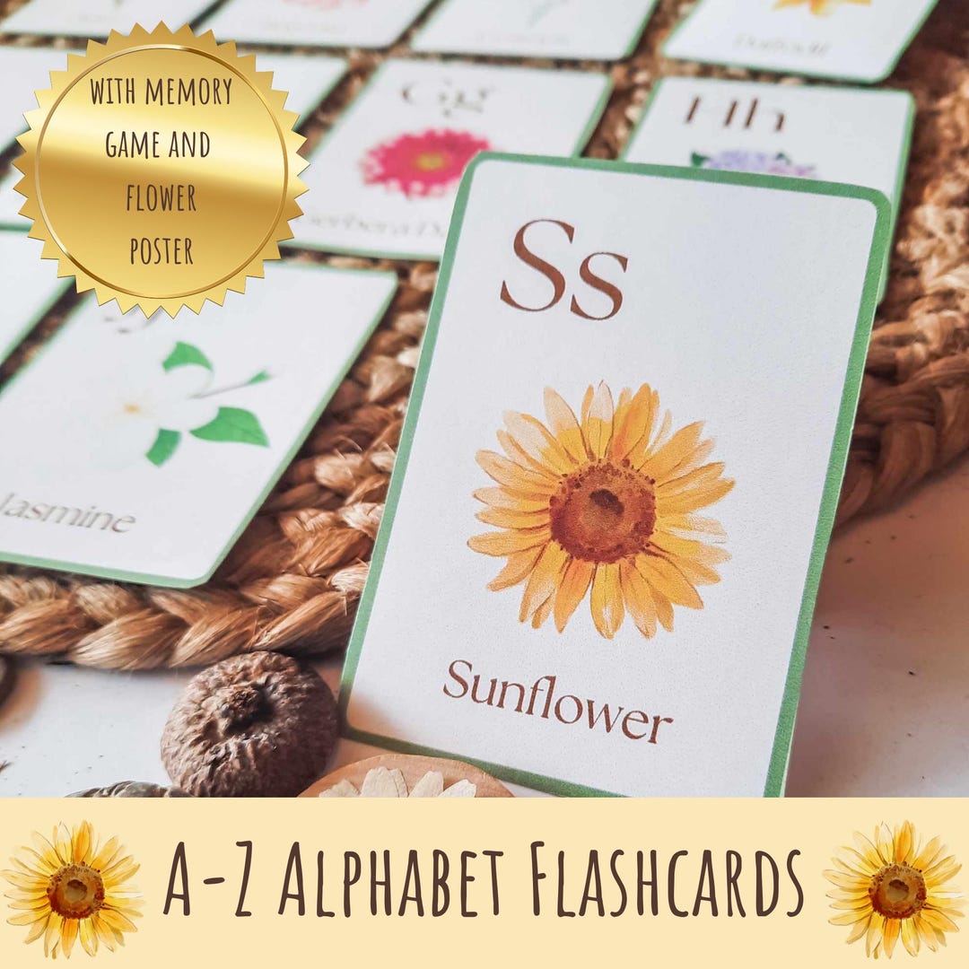 A-Z Flower Flashcards, Montessori Learning, Charlotte Mason Nature ...
