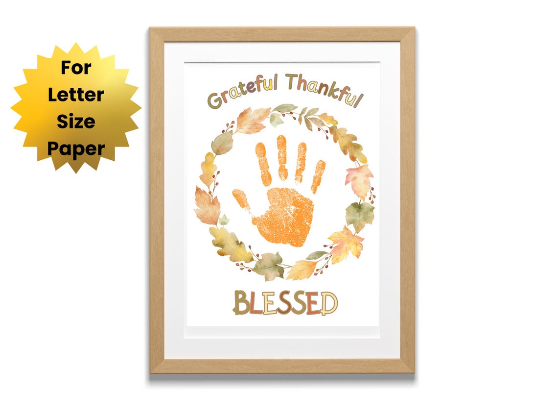 Thanksgiving Handprint Art Printable, Grateful Thankful Blessed ...