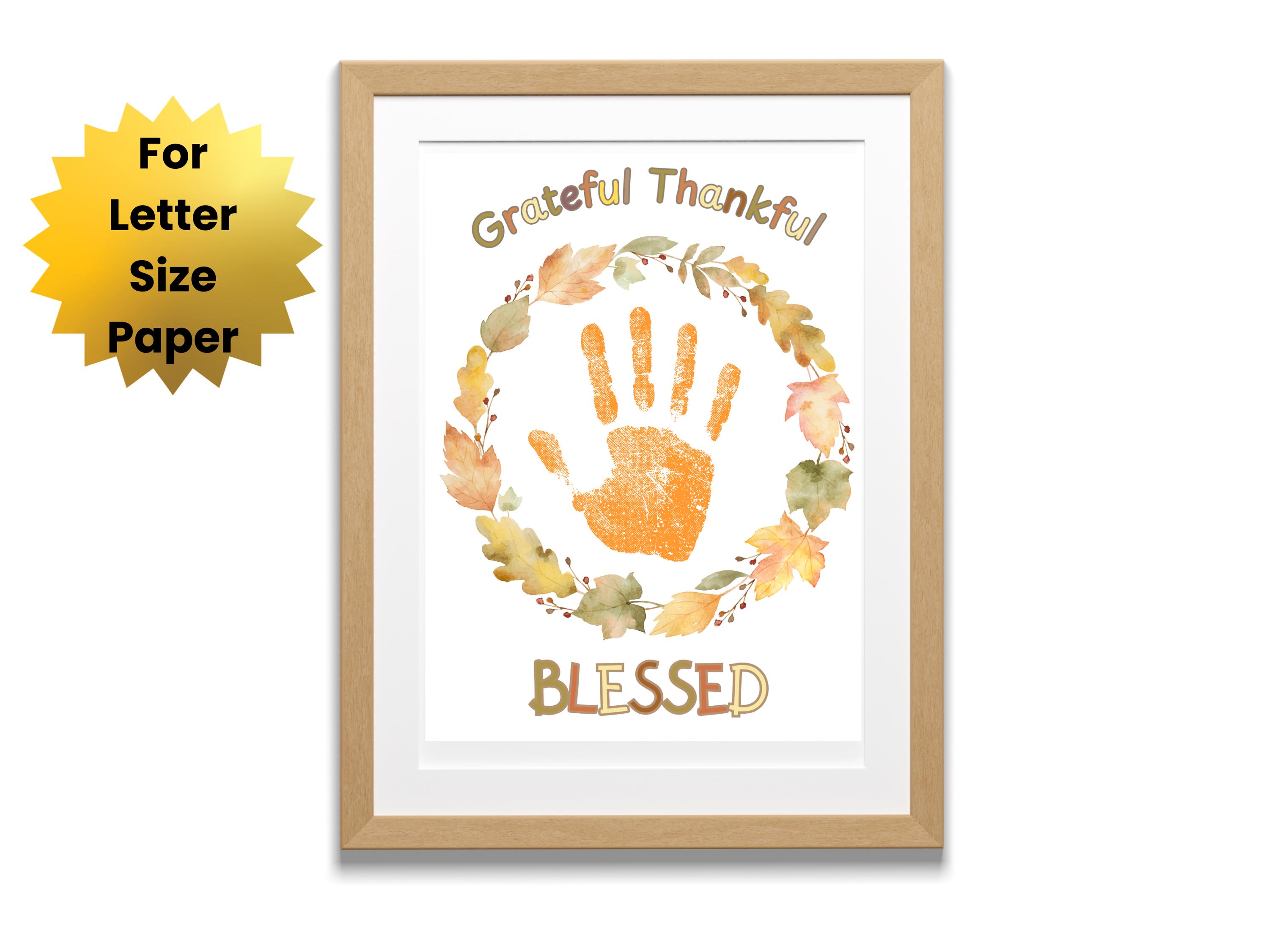 Thanksgiving Handprint Art Printable, Grateful Thankful Blessed ...