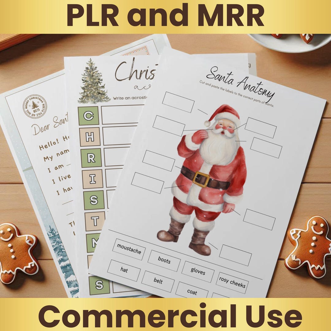 Christmas Activity Bundle PLR – Kids Holiday Worksheets, Coloring ...
