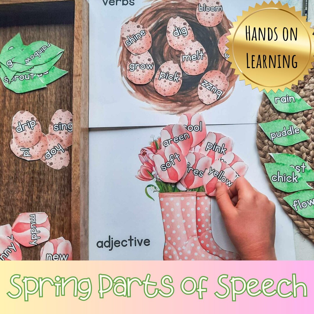 Homeschool Activity, Spring Parts of Speech, Montessori Learning ...