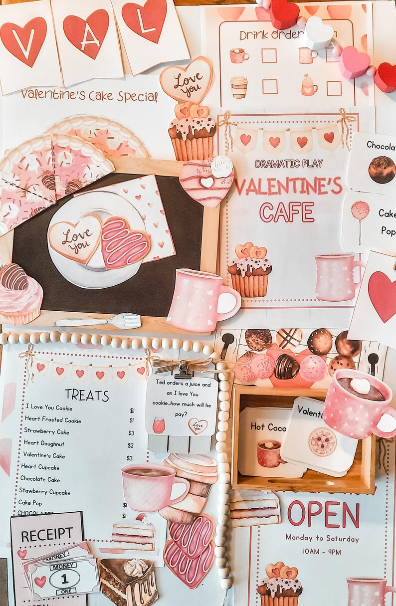 Valentine's Dramatic Play Pretend Cafe and Coffee Shop, Preschool ...