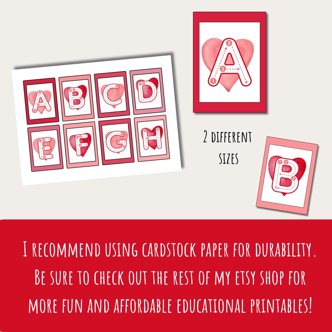 Valentines Alphabet Preschool Activity, Abc Tracing Flashcards - Etsy