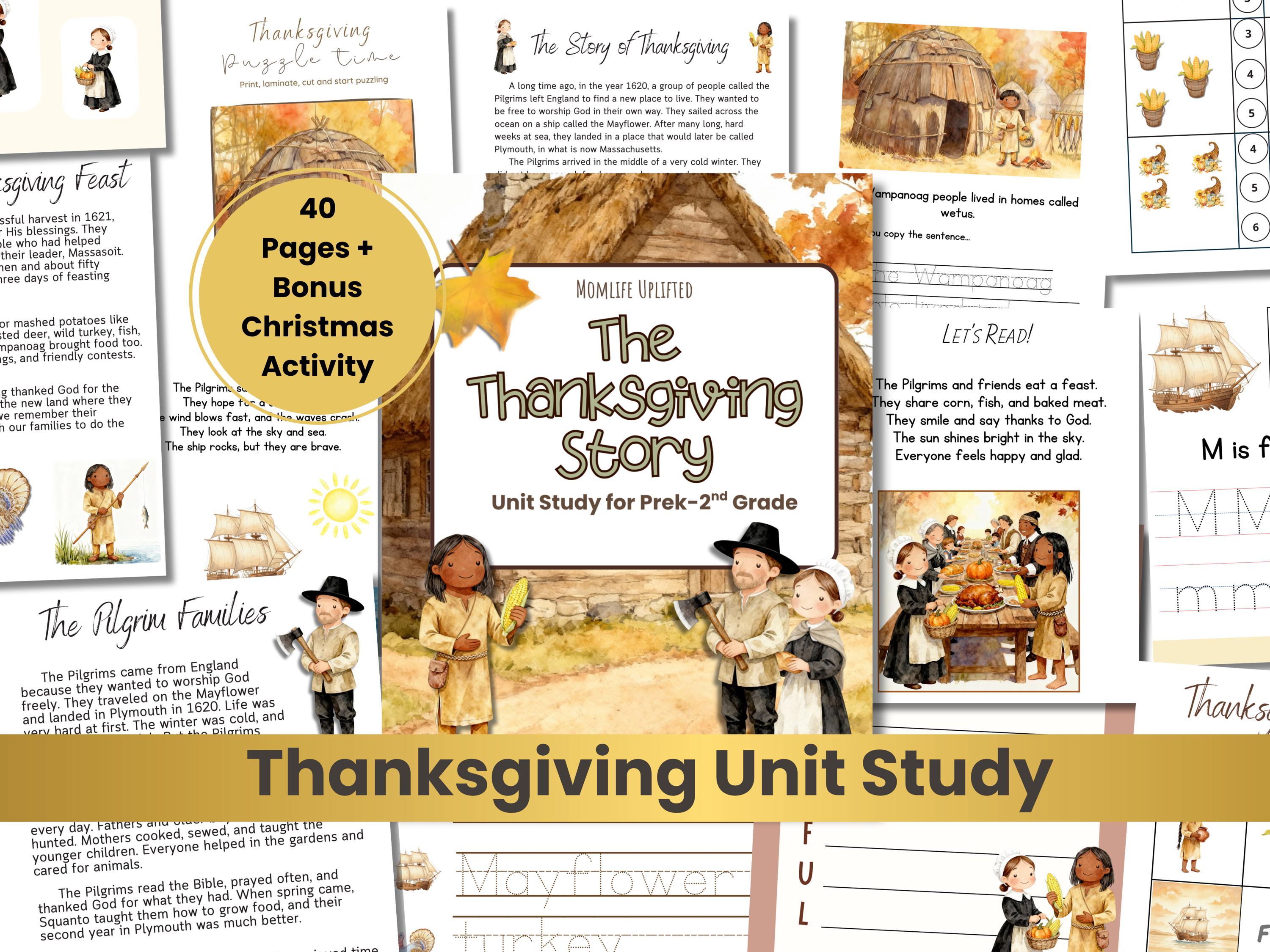 Thanksgiving Story Unit Study for Preschool–2nd Grade | Gentle ...