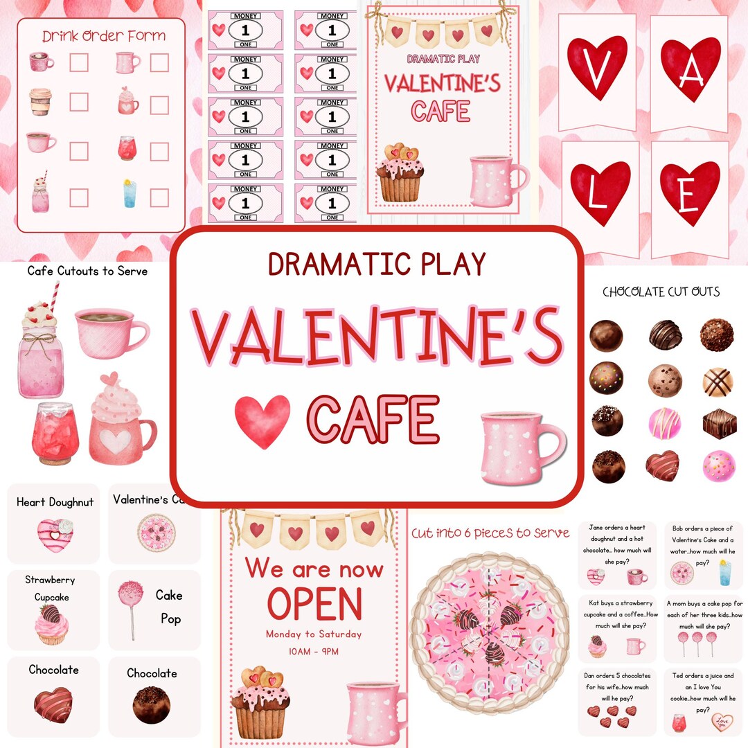Valentine's Dramatic Play Pretend Cafe and Coffee Shop, Preschool ...