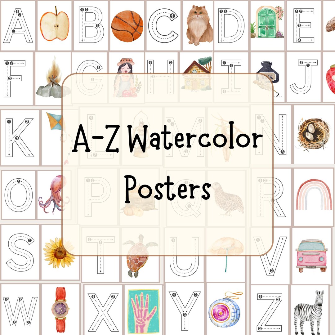 Alphabet Watercolor Poster Pack - Etsy