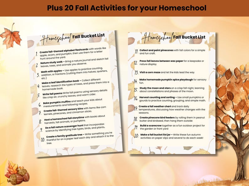 Fall Bucket List | Printable Poster With Family Activities & Writing ...