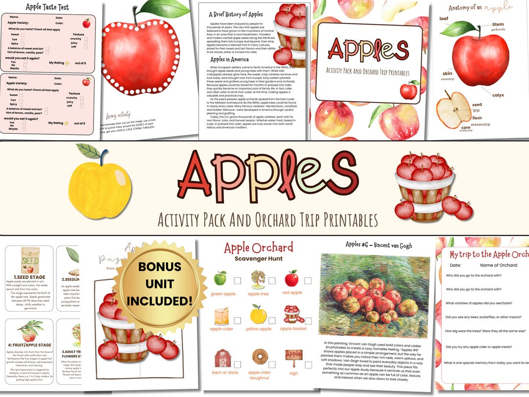 Fall Apple Orchard Printables & Activities for Kids, Preschool Apple ...