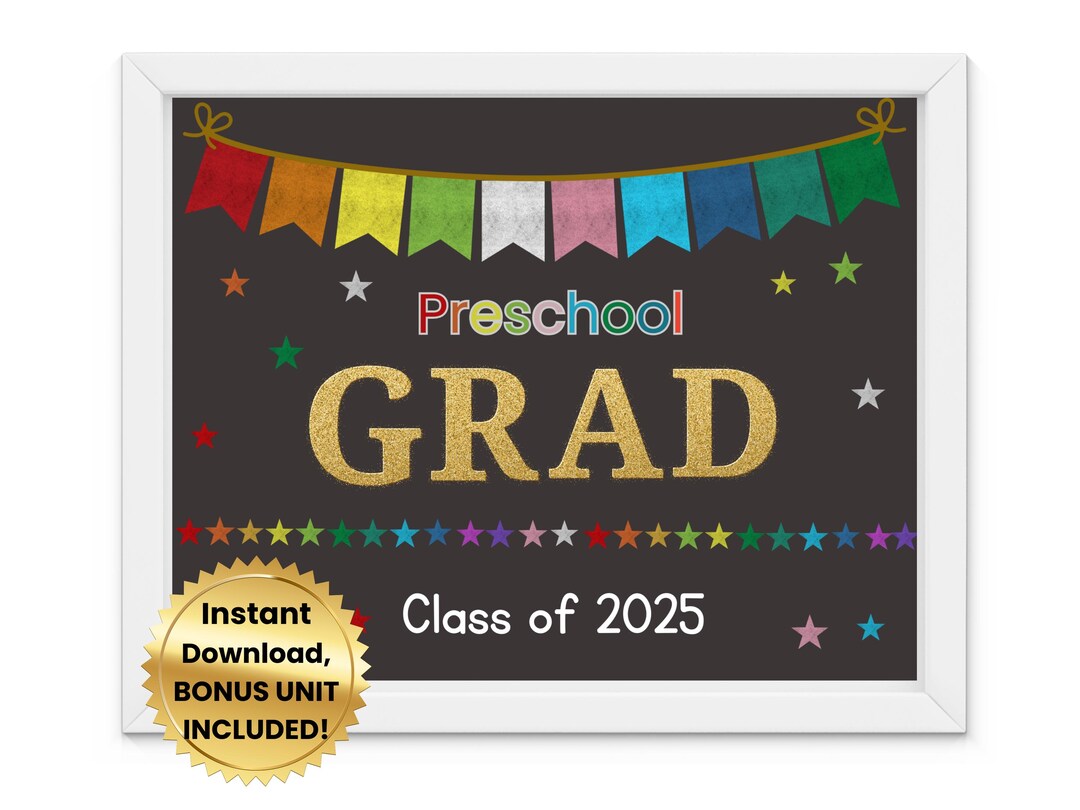 Preschool Graduation Sign, Prek Last Day of School, Preschool Photo ...