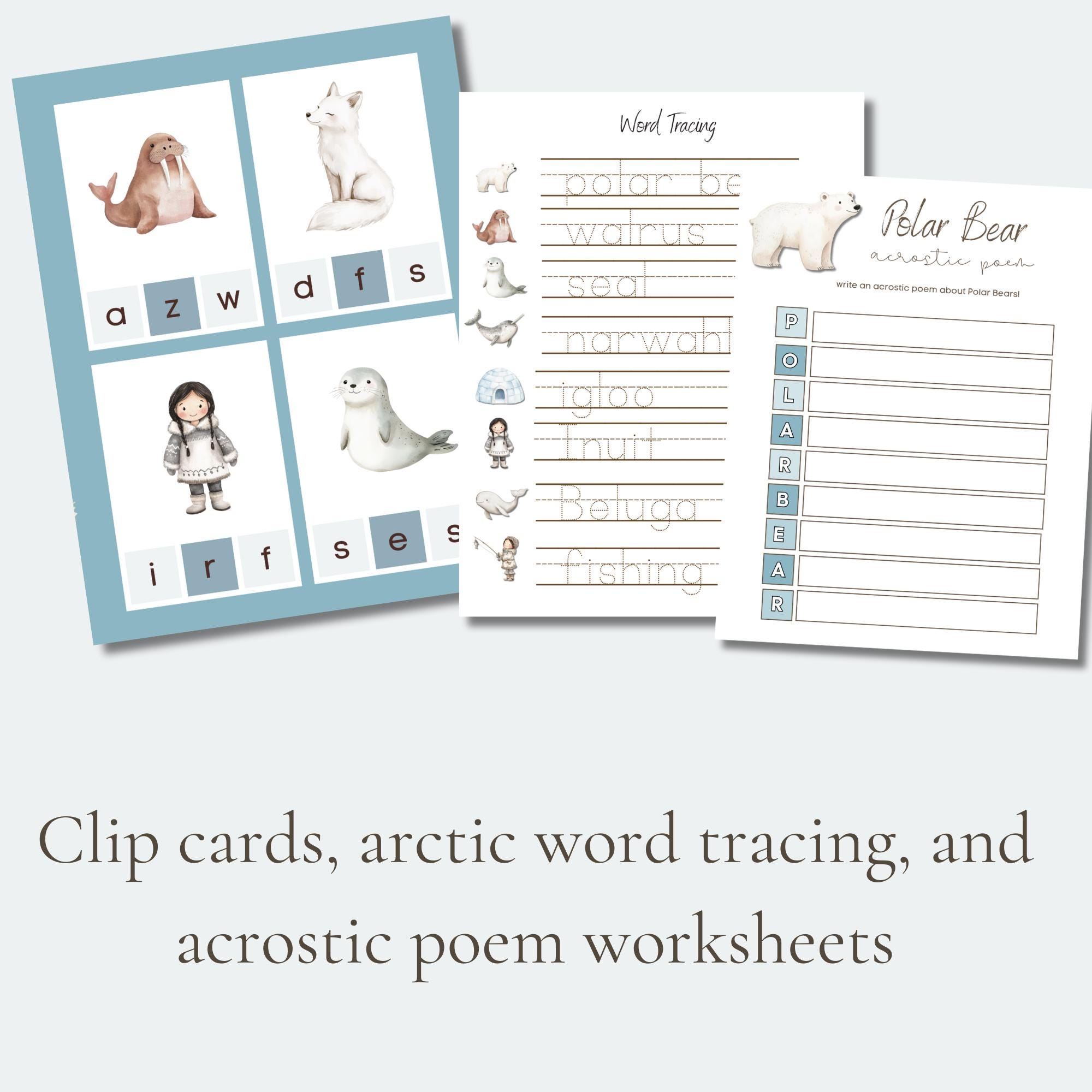Arctic Animals Preschool Kindergarten and Elementary Activities, Winter ...
