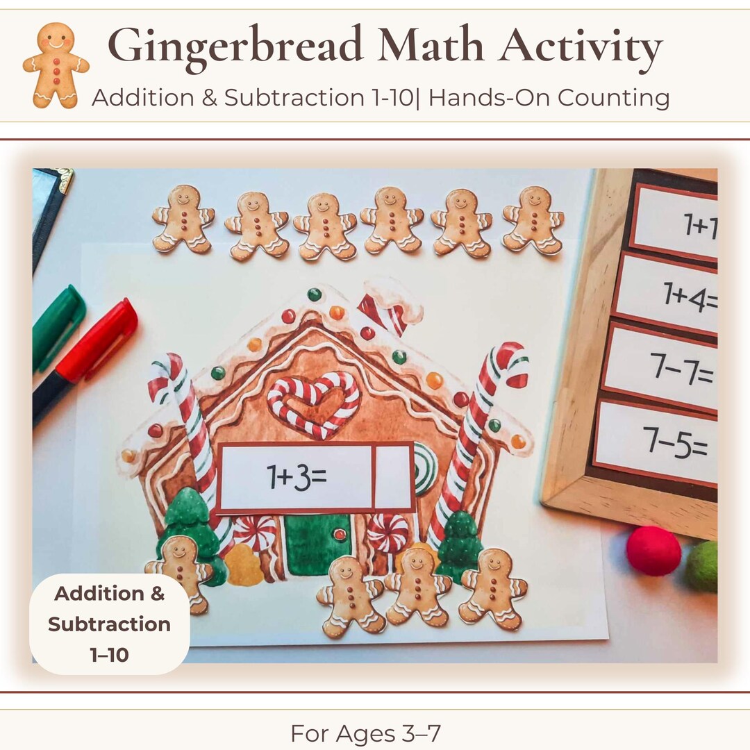 Gingerbread Math Game for Kids - Holiday Addition & Subtraction 1–10 ...
