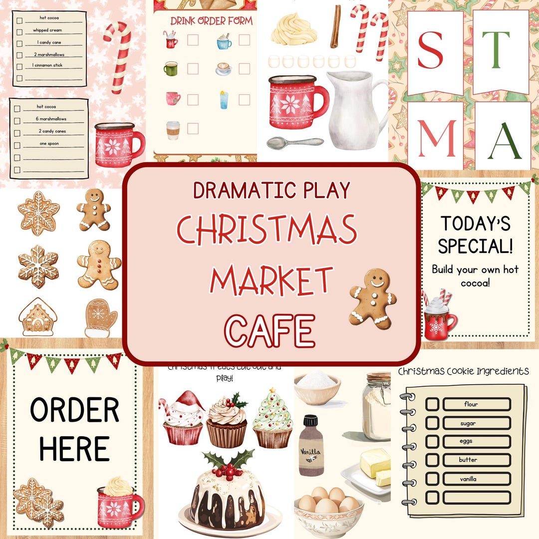 Dramatic Play Christmas Market Cafe, Pretend Play Holiday Coffee and ...