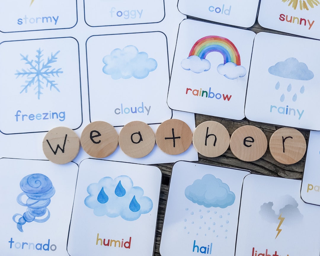 3 Part Montessori Weather Flashcards Watercolor Weather Cards ...