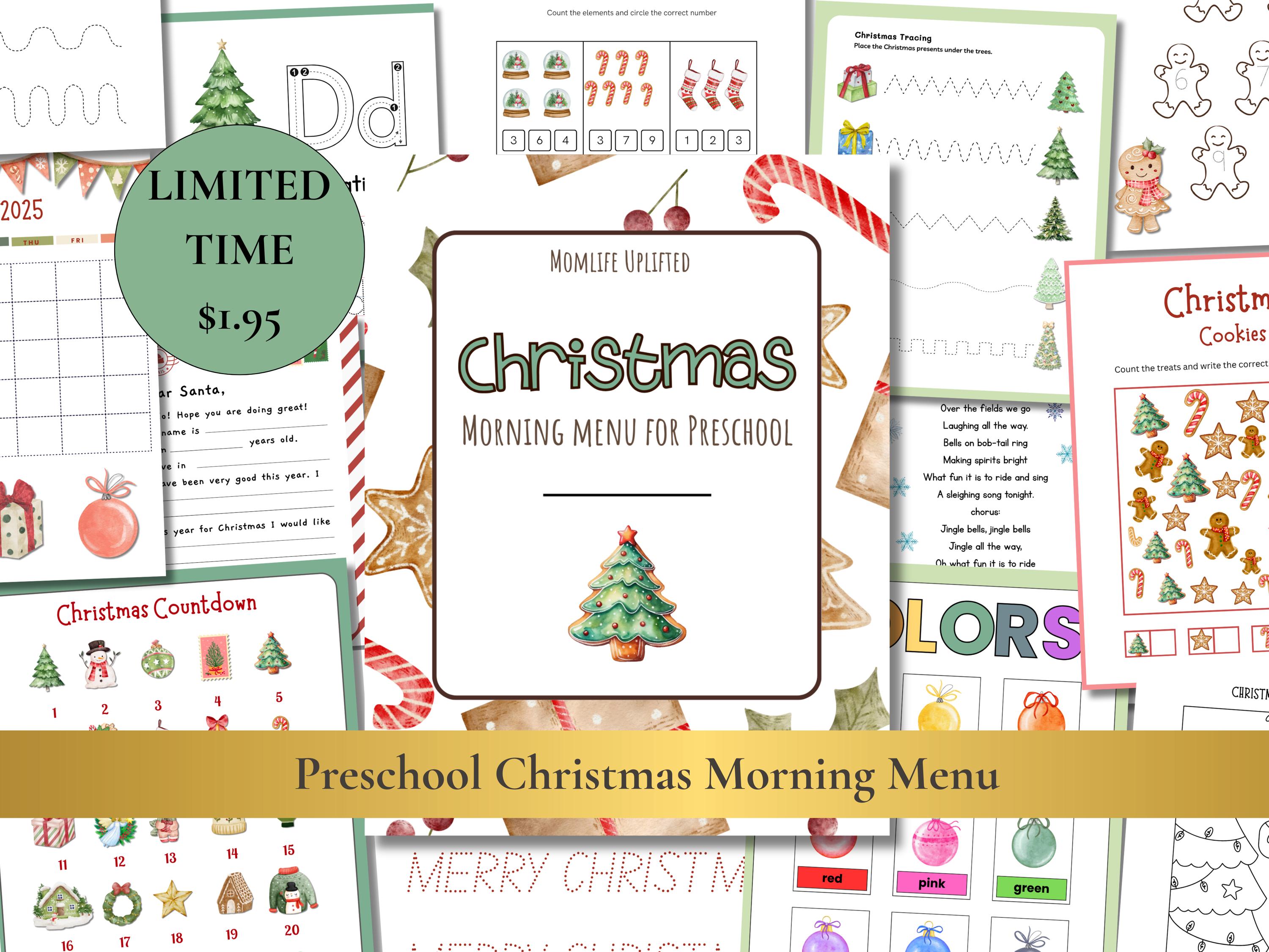 Preschool Christmas Morning Menu Printable • 30+ Festive Pages for Days ...