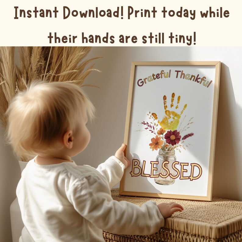 Thanksgiving Handprint Art Printable, Grateful Thankful Blessed ...