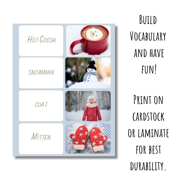 Montessori Winter Vocabulary Flashcards, Real Pictures - Etsy