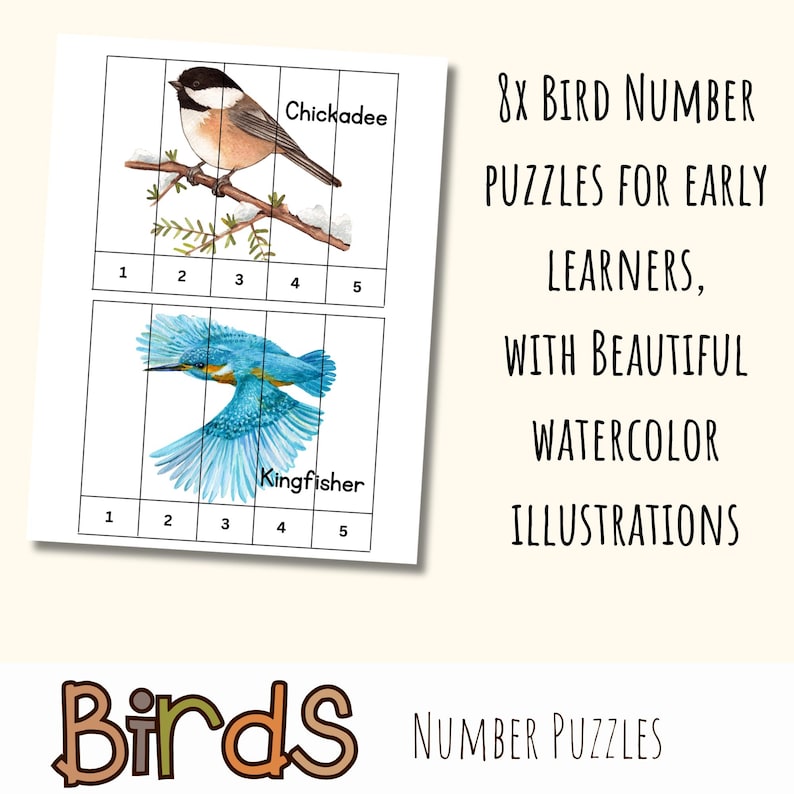 Birds Morning Basket Activity for Preschool, Printable Number Puzzles ...