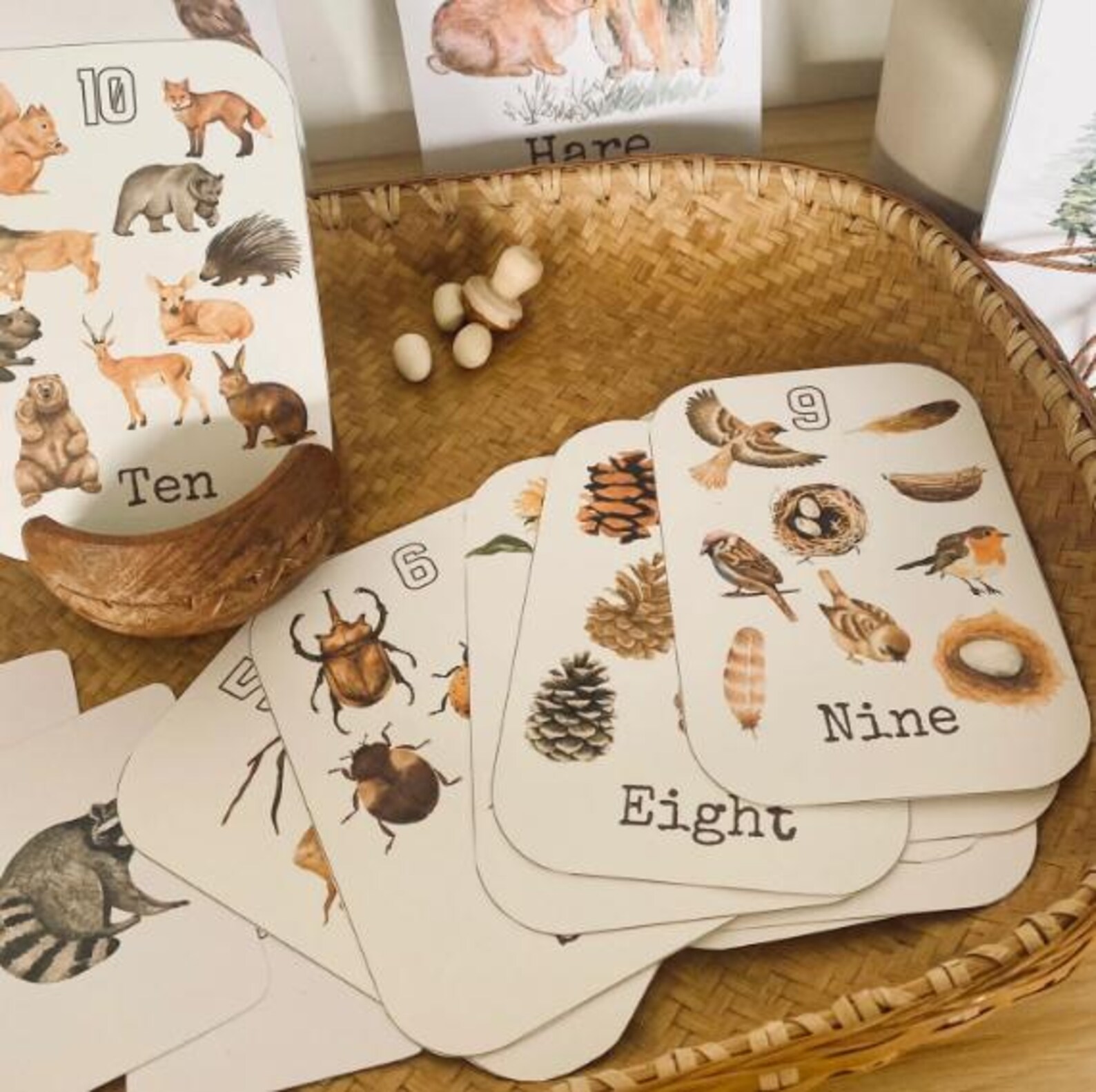 Numbers 1-10 Flashcards, Preschool Counting Cards, Forest School ...