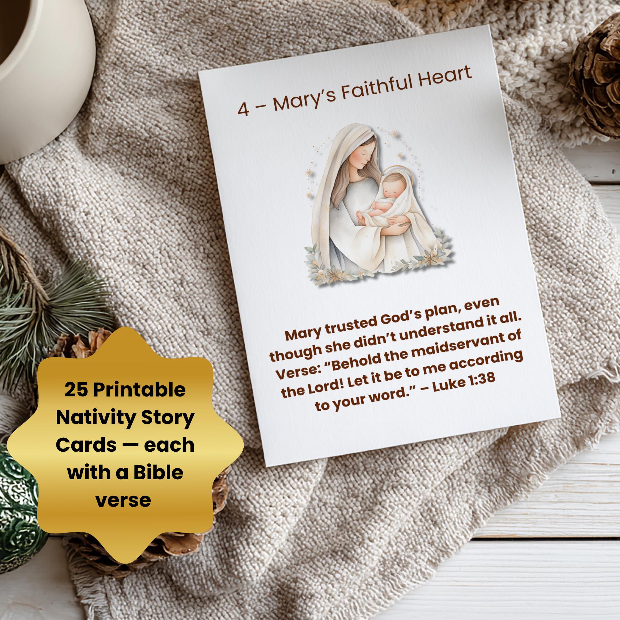 25 Nativity Story Cards With Bible Verses • Christian Christmas ...
