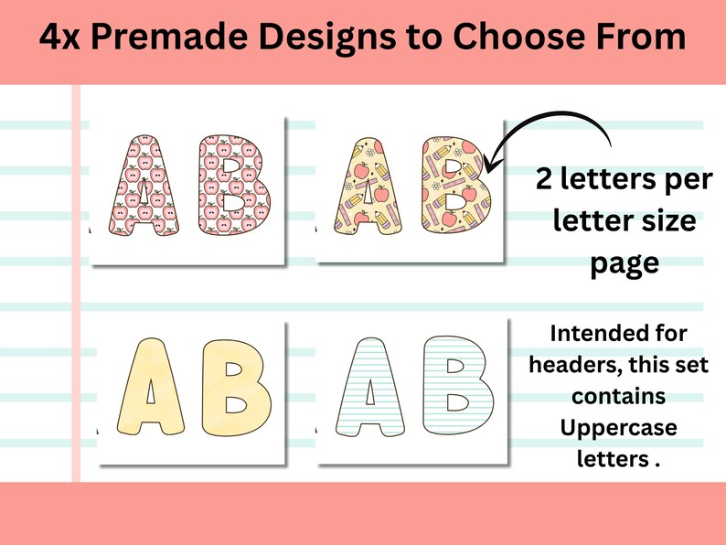Back to School Bulletin Board Letters for Classroom, Printable Alphabet ...