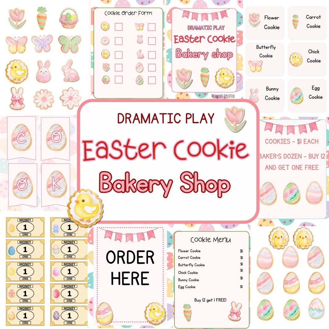 Easter Dramatic Play Bakeshop, Easter Pretend Play Cookie Shop ...