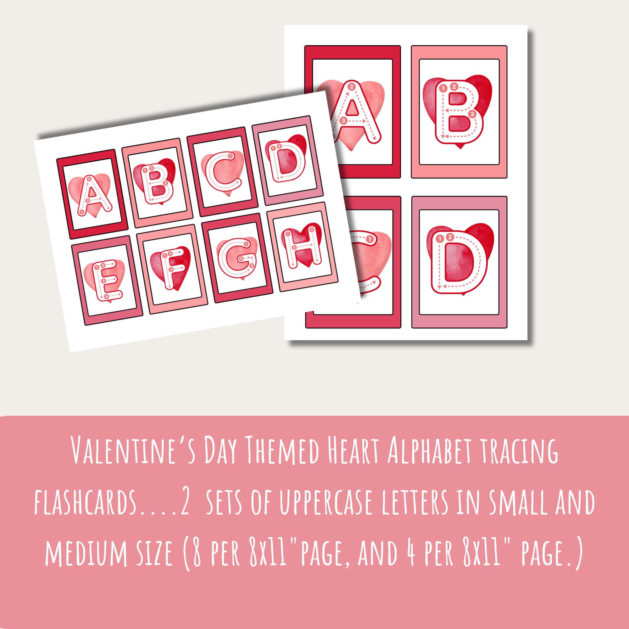 Valentines Alphabet Preschool Activity, Abc Tracing Flashcards - Etsy