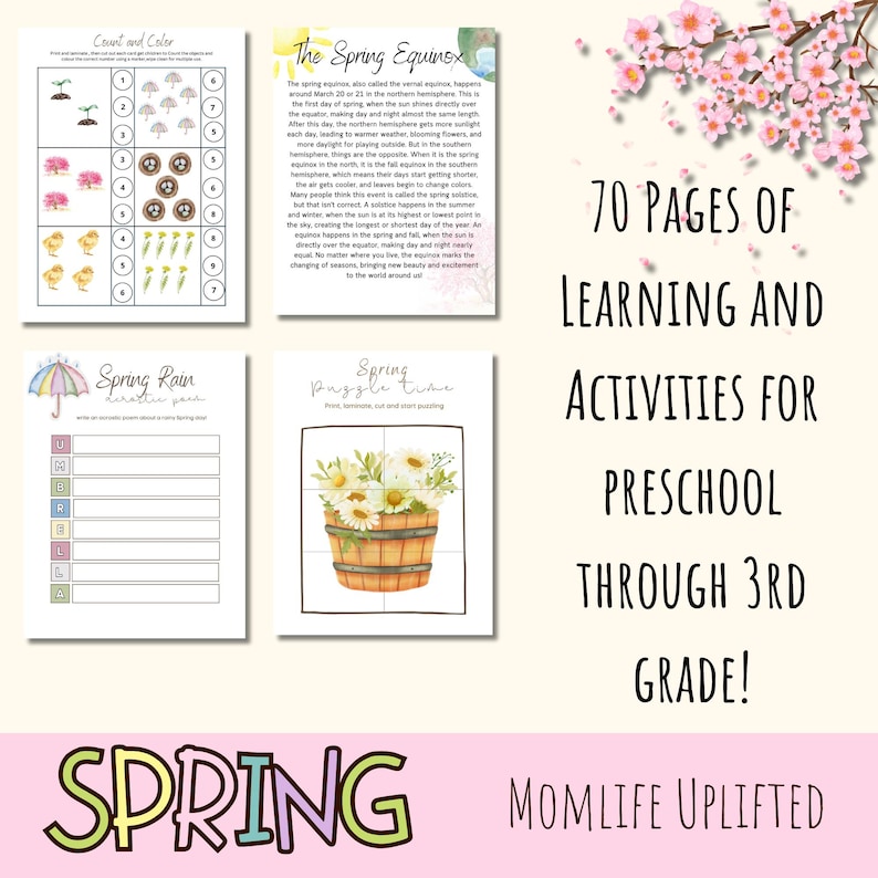 Spring Printable Activity Bundle for Kids, Spring Morning Basket ...
